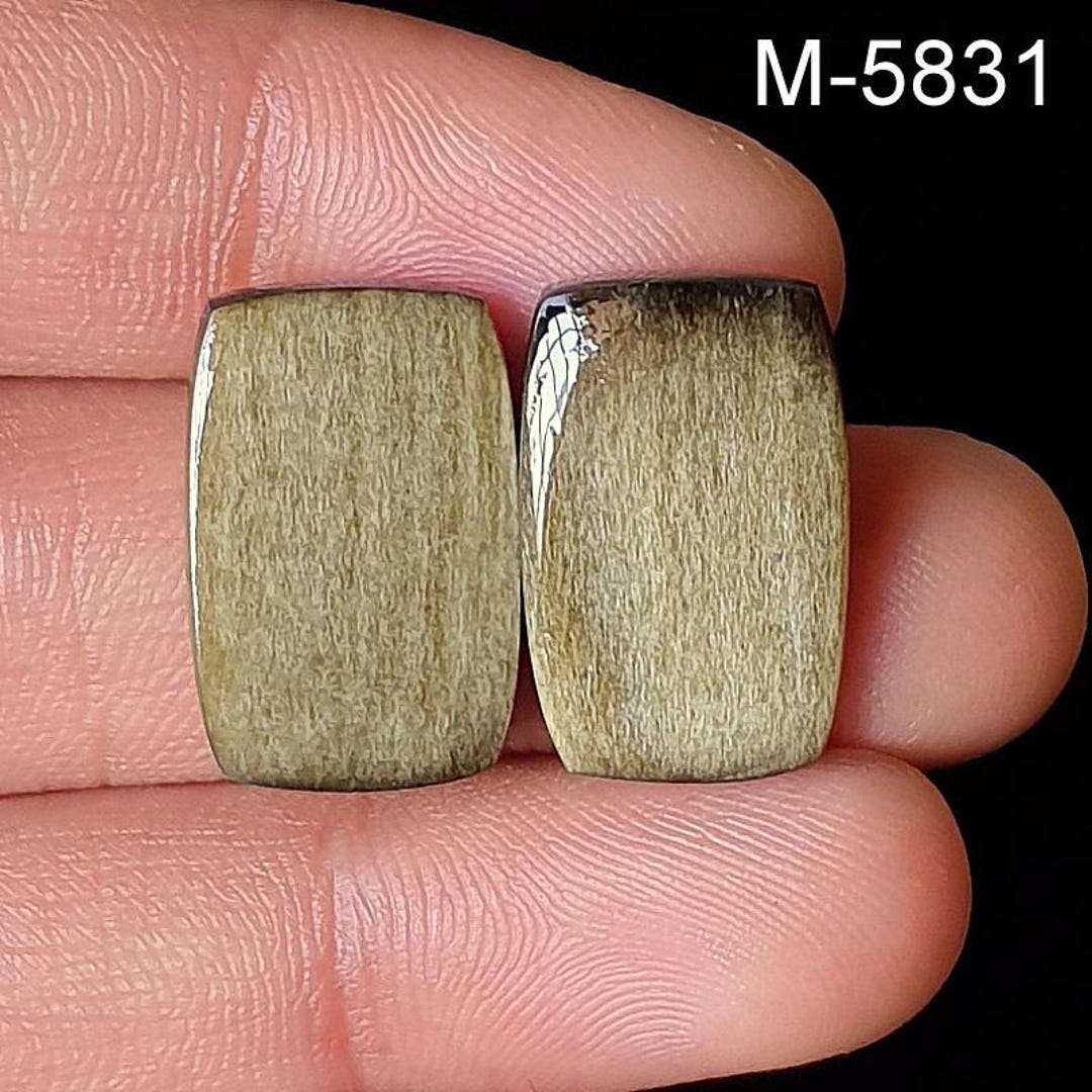 Natural Golden Sheen Obsidian Pair, Golden Sheen Obsidian Cabochons ...