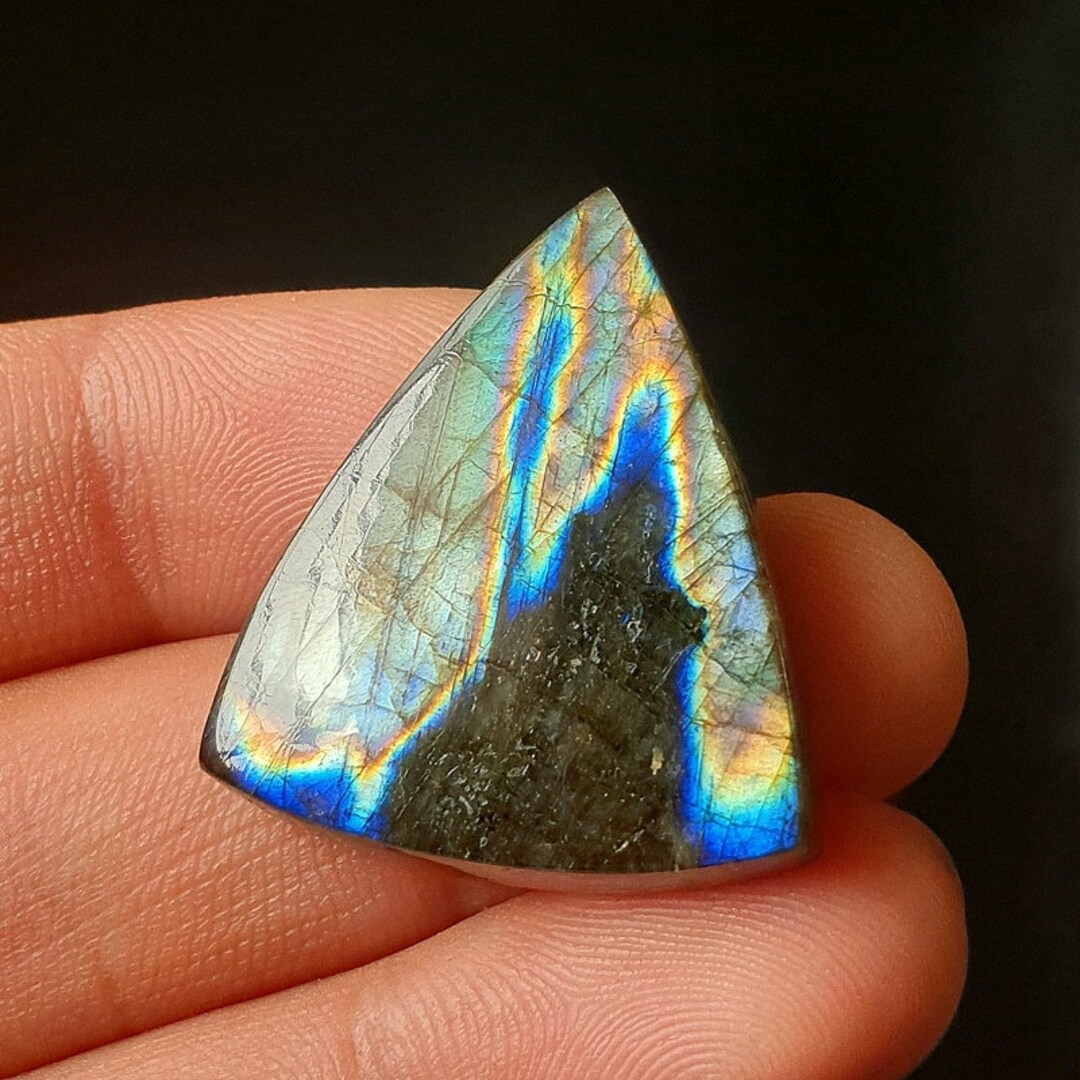 Natural Spectrolite Labradorite Cabochon, Trillion Shape, Polished Flat ...