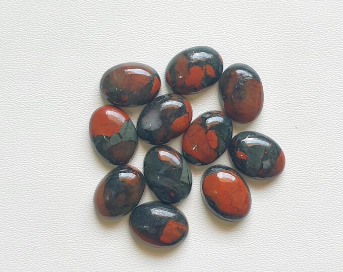 Natural Cherry Orchard Jasper Bloodstone, 11 Pieces, Oval Shape ...