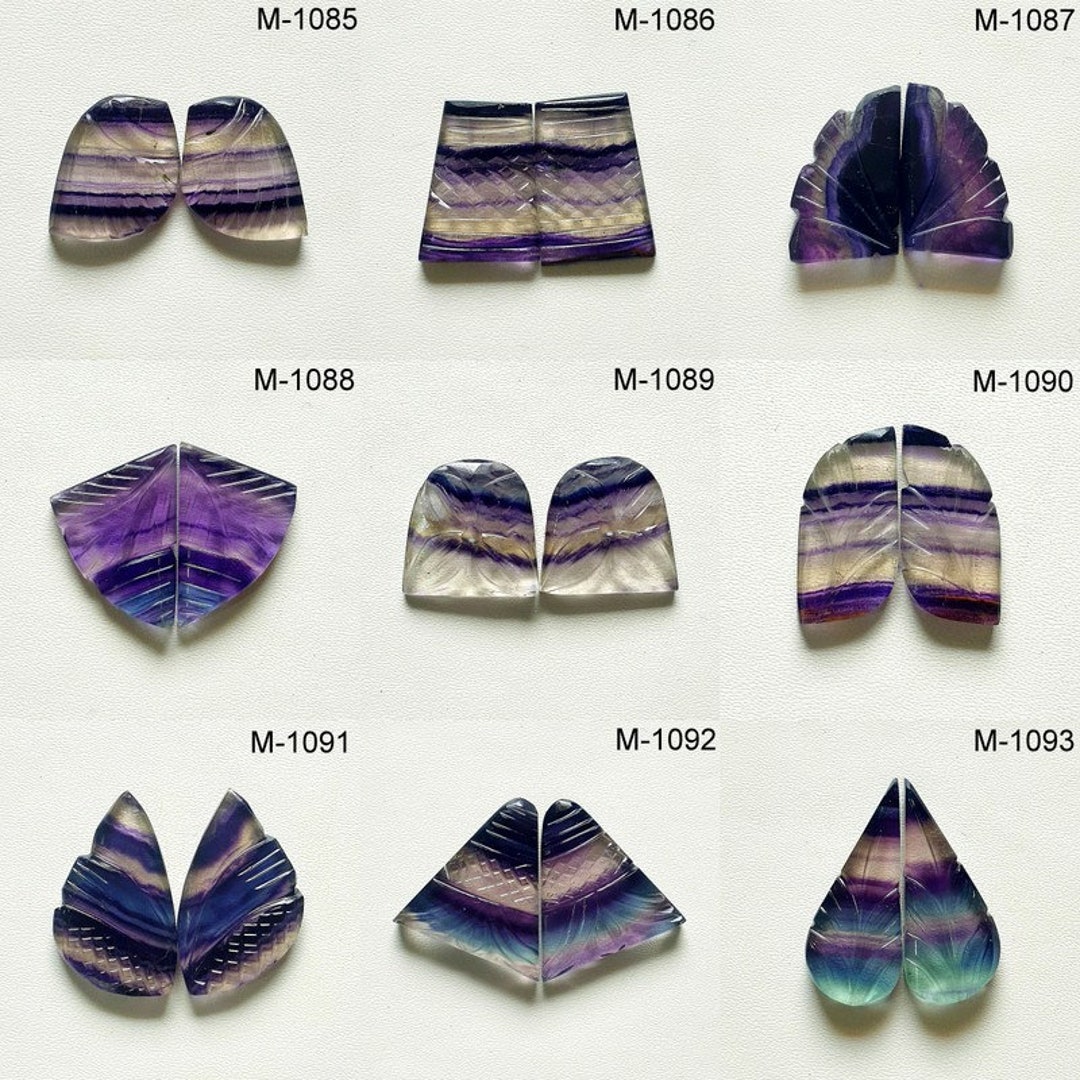 Beautiful Fluorite Carved Pair Gemstone, Natural Fluorite Cabochon ...