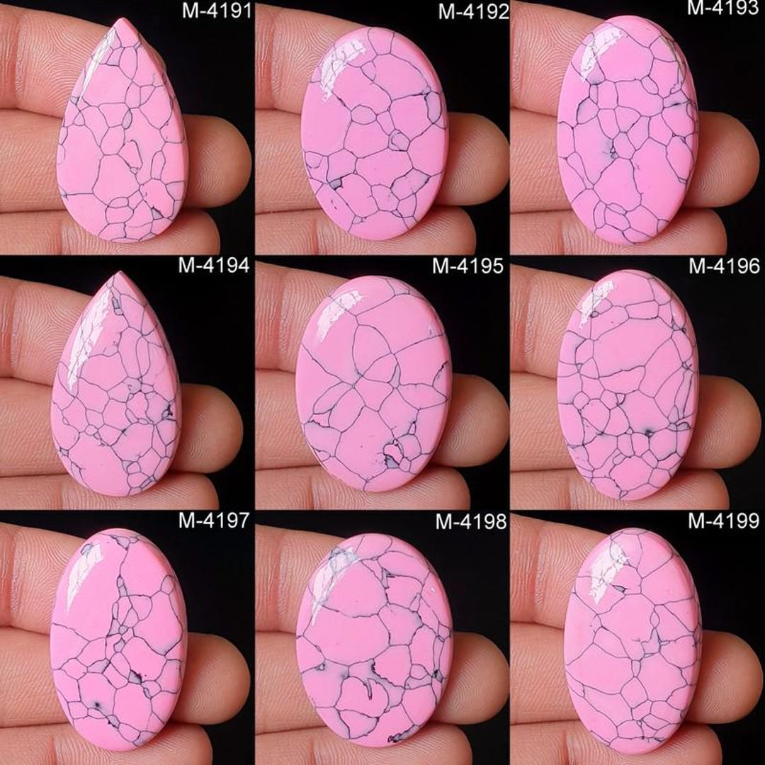 Pink Turquoise Gemstone, Pink Turquoise Cabochon, Flat Back, Crystal ...