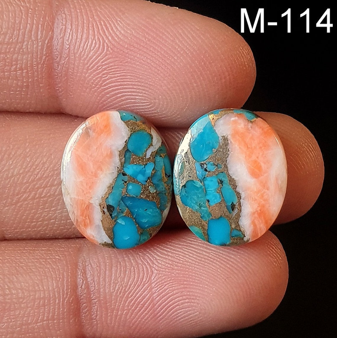 Oyster Turquoise Matching Pair Smooth Polished Oyster Copper Turquoise ...