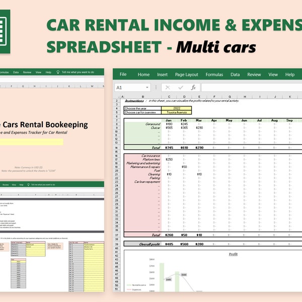 Car Rental Template Excel - Etsy