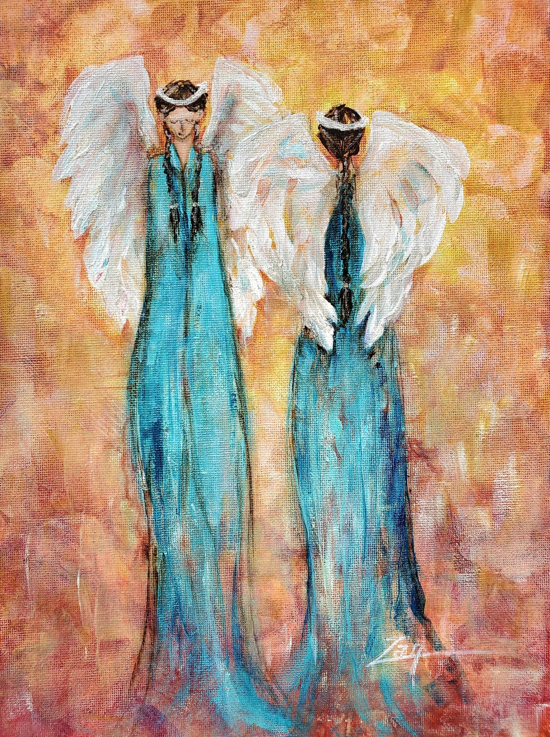 Original Acrylic Painting Angels - Etsy