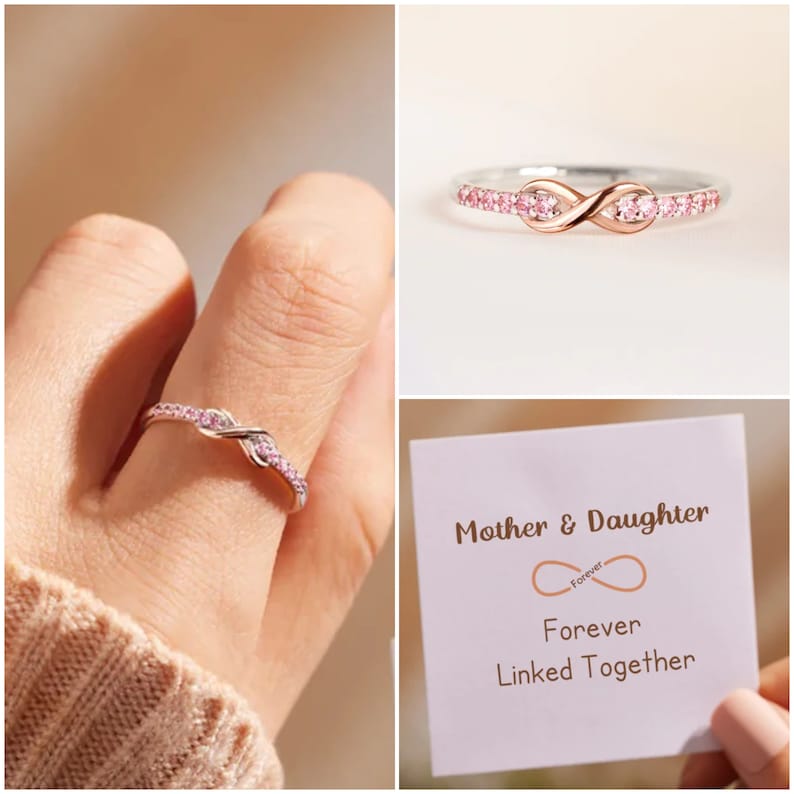 Mother And Daughter Forever Linked Together Infinity Ring Etsy