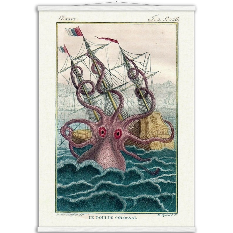 Le Poulpe Colossal Octopus Squid Sea Monster Antique Print Art Poster ...