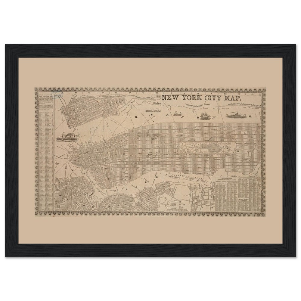 1857 Map of New York City on Premium Matte Paper in Wooden Frame - Etsy