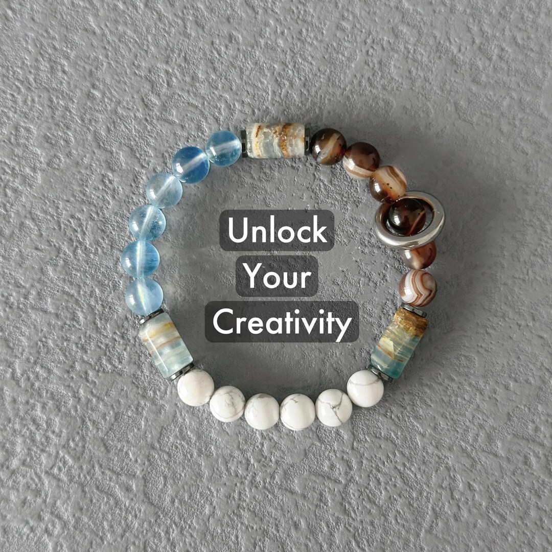 Innovation Crystal Bracelet for Men, Banded Agate, Aquamarine, Tiger ...