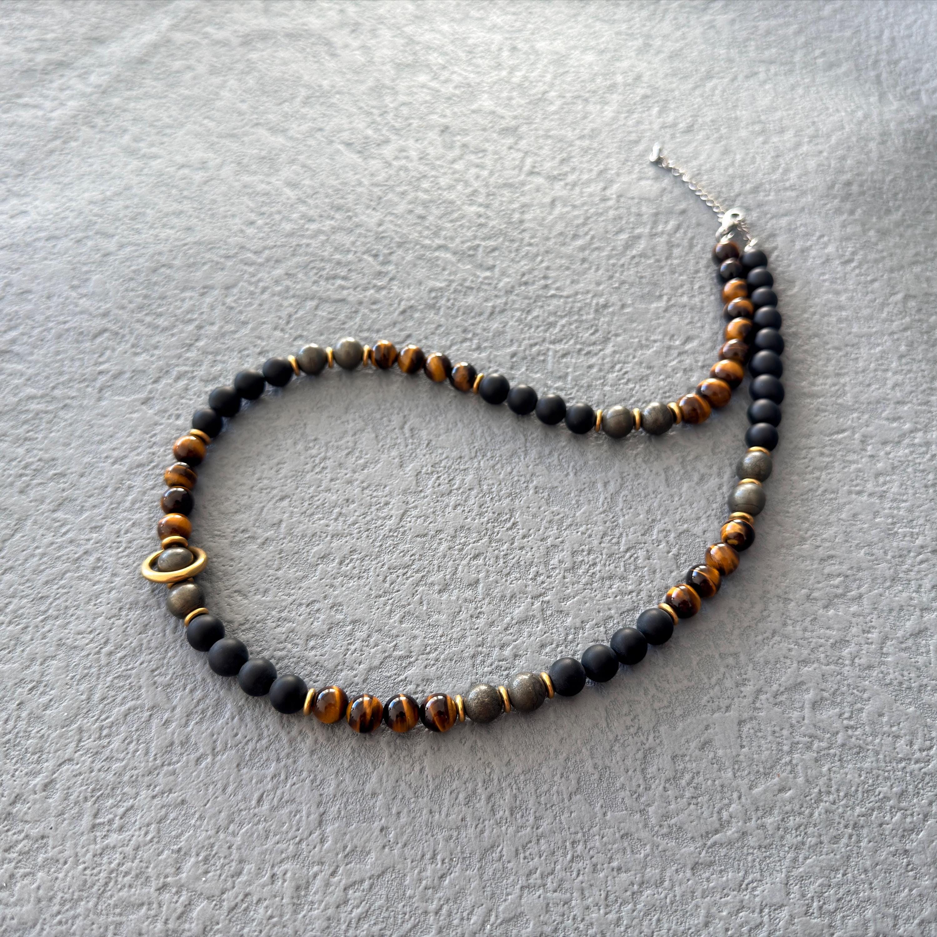 Masculine Bead Necklace for Men, Tiger Eye, Pyrite, Matte Onyx, New Job ...