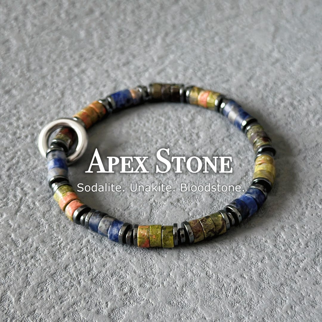 Leadership Men Bracelet, Sodalite, Unakite, Bloodstone, Hematite ...