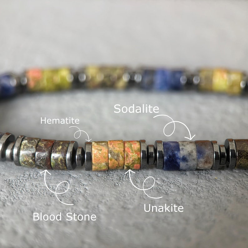 Leadership Men Bracelet, Sodalite, Unakite, Bloodstone, Hematite ...