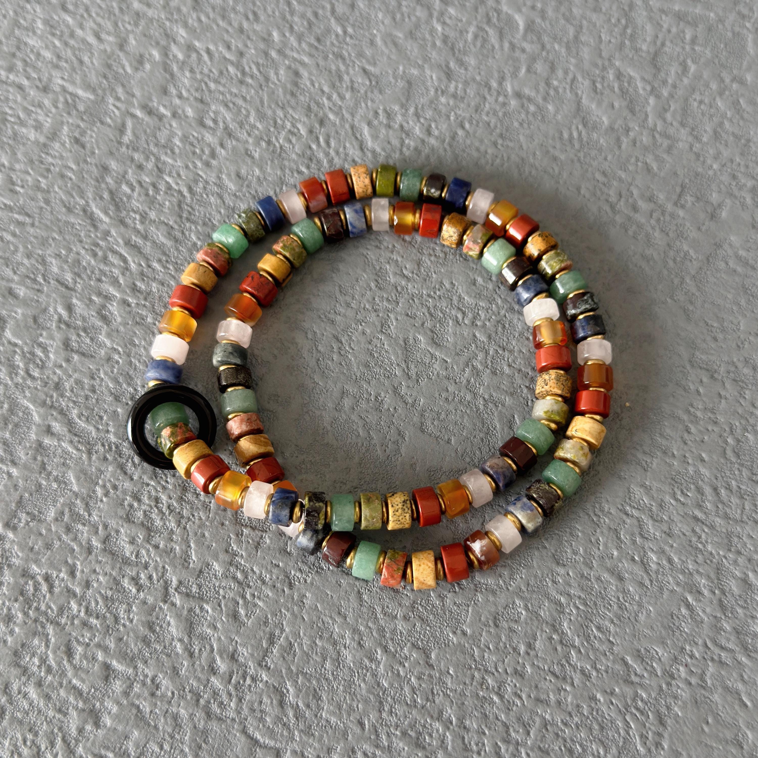 Colorful Boho Bracelet, Handmade Stretch Double Strand Bracelet With ...