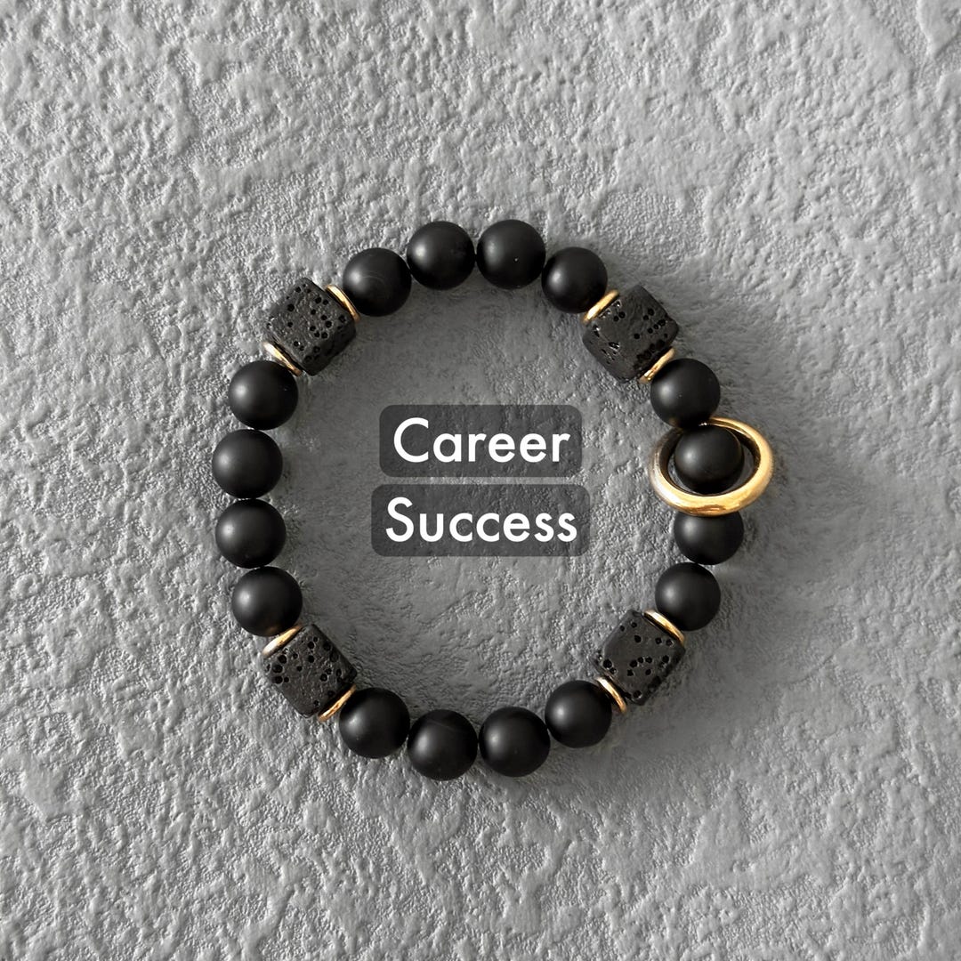 Career Success, Crystal Bracelet for Men, Gift for New Job, Matt Onyx ...