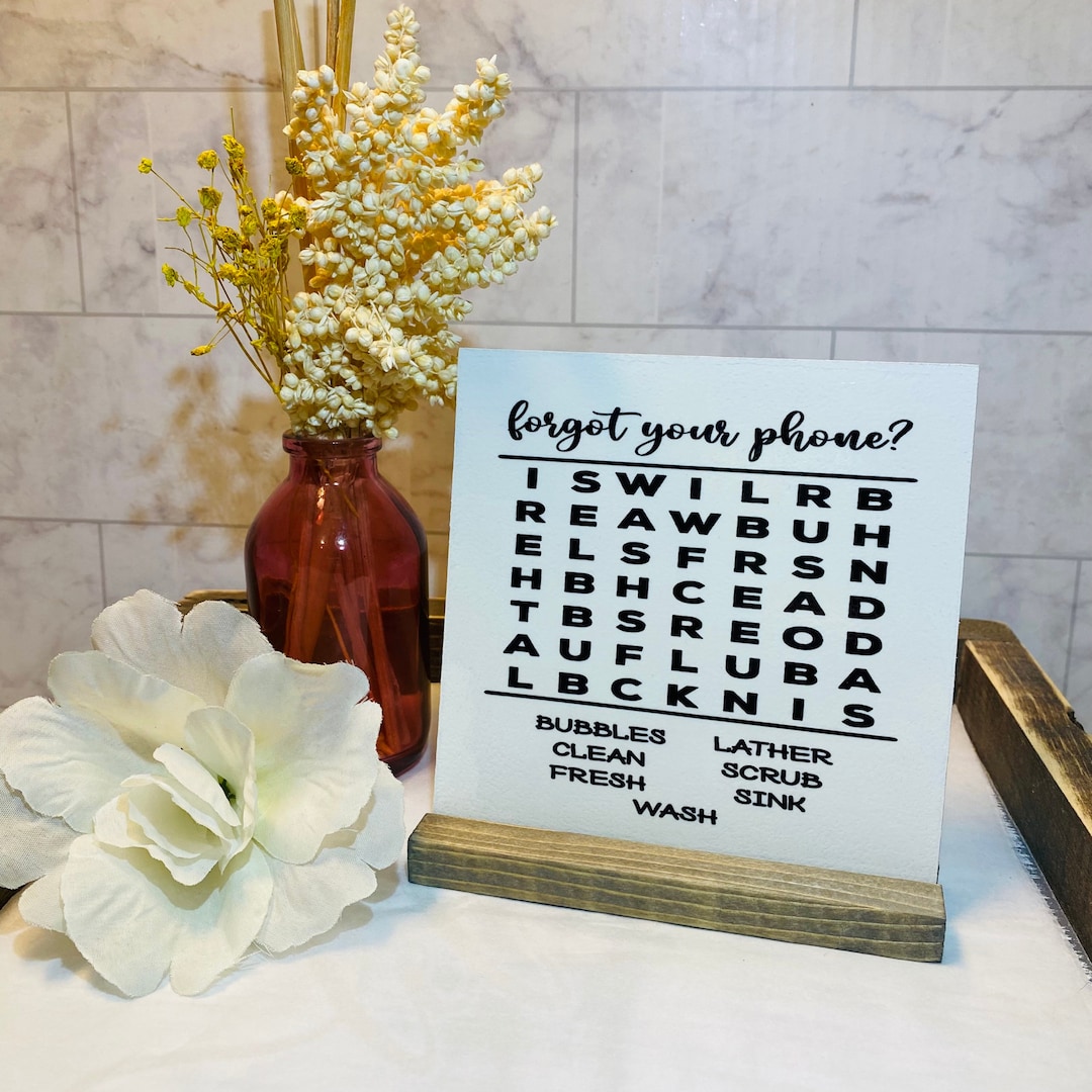 Bathroom Word Search Sign, Bathroom Crossword Sign, Funny Bathroom ...