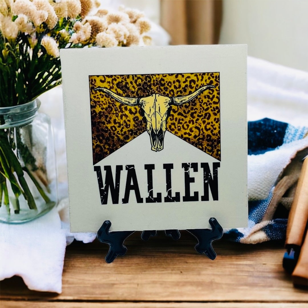 Morgan Wallen Western Decor Sign, Longhorn Cow Skull Decor, Bar Cart ...