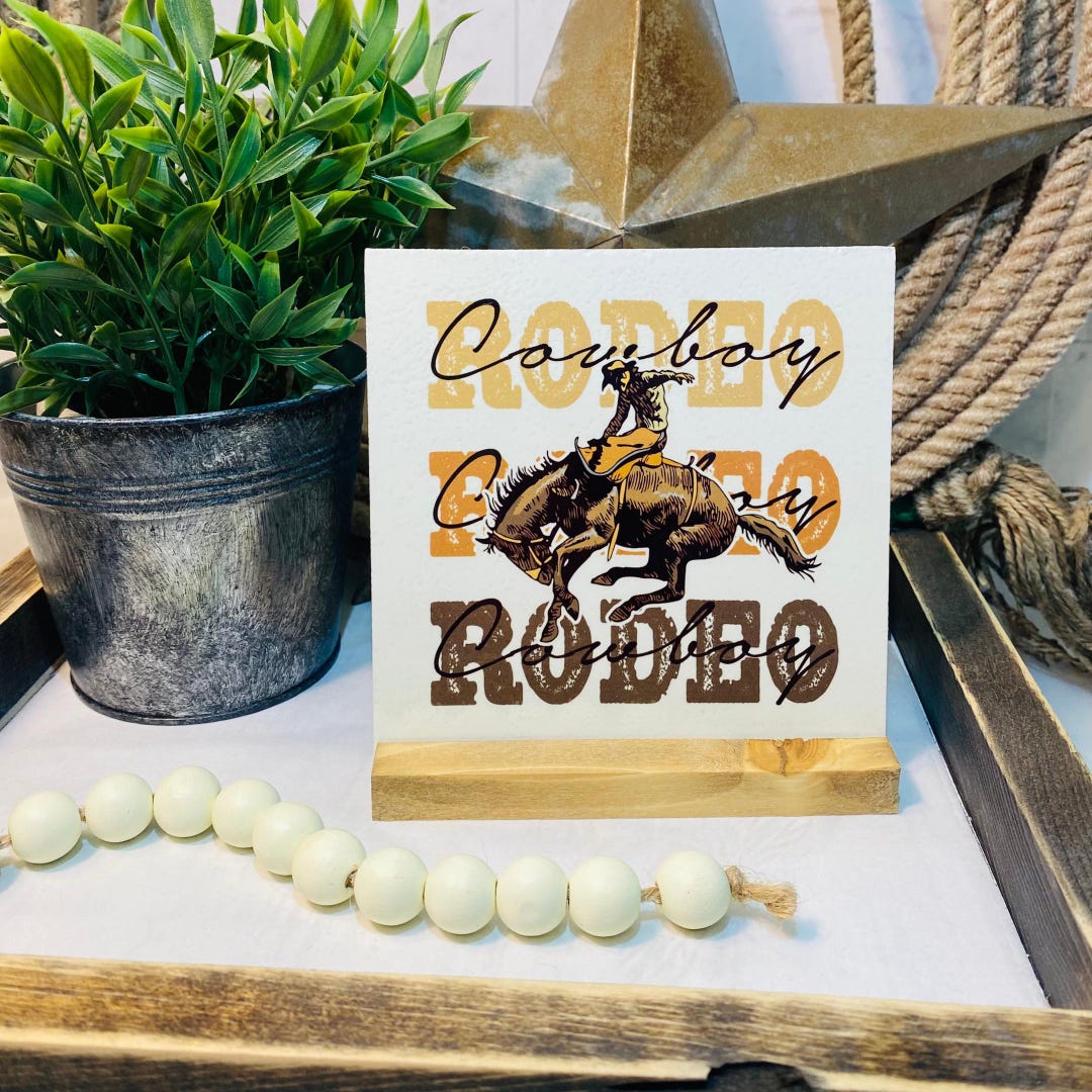 Rodeo Cowboy Wooden Signs, Western Decor, Bar Cart Decor, Custom ...