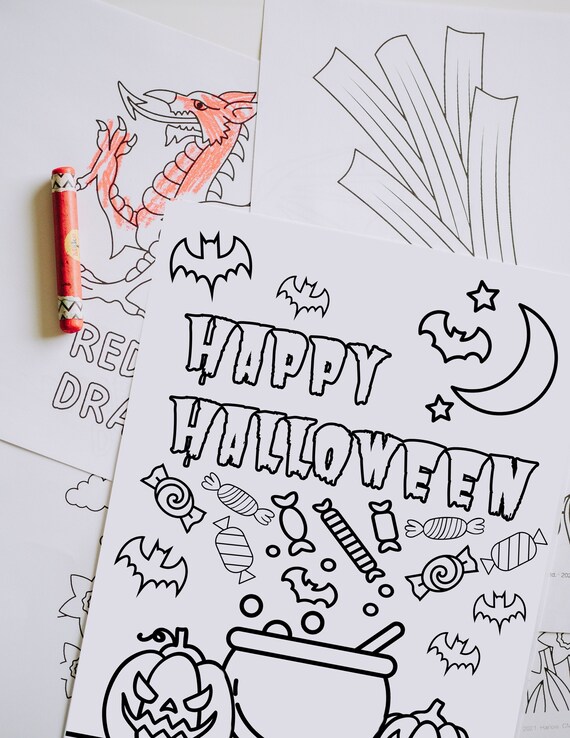Halloween Coloring Page/ Coloring Page/ Art Print/ Coloring - Etsy