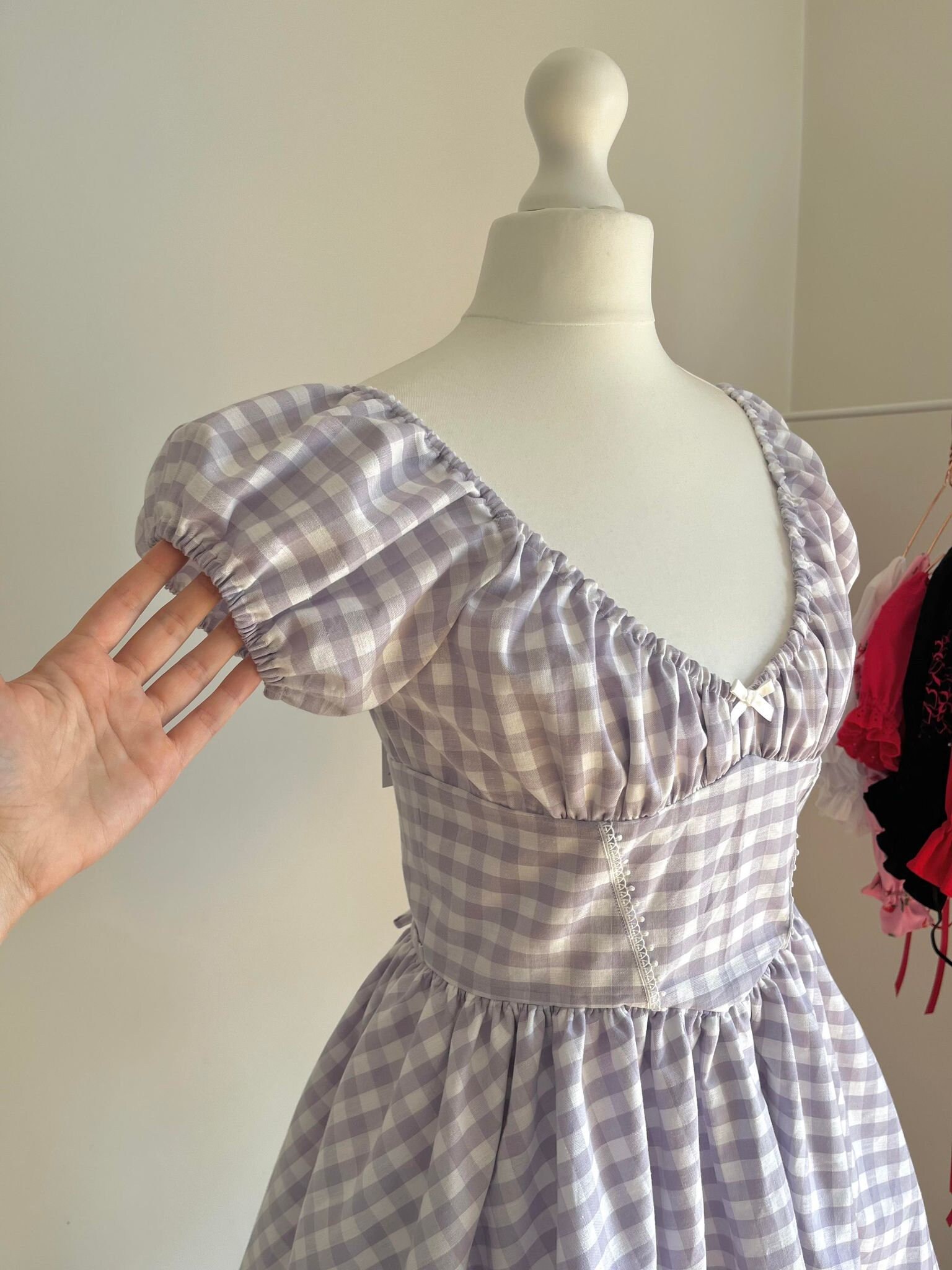 Alice Dress in Lilac Pale Purple Gingham Cotton Handmade, Ethical ...