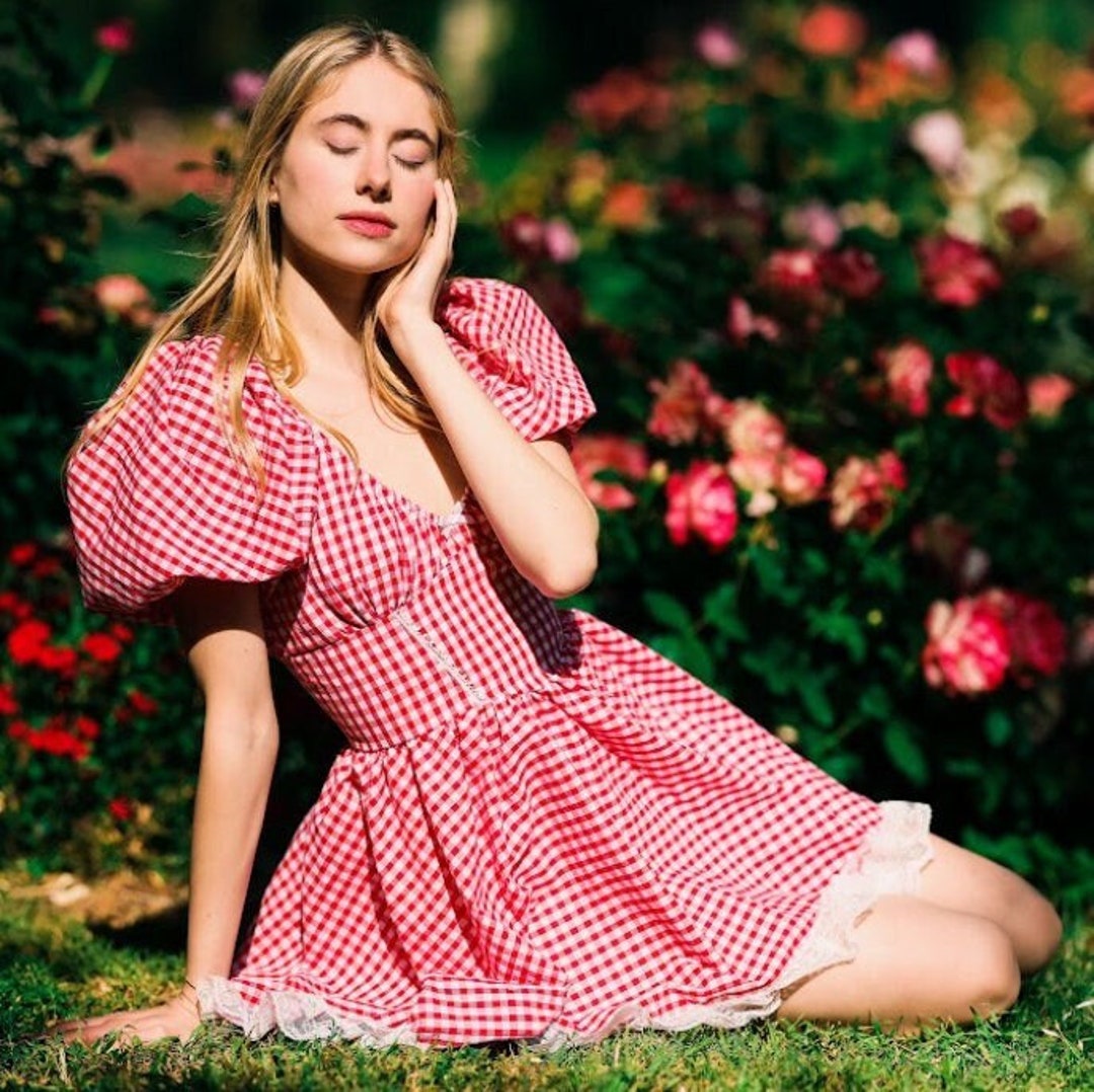Alice Dress in Red Gingham Cotton Handmade, Ethical, Alice in ...