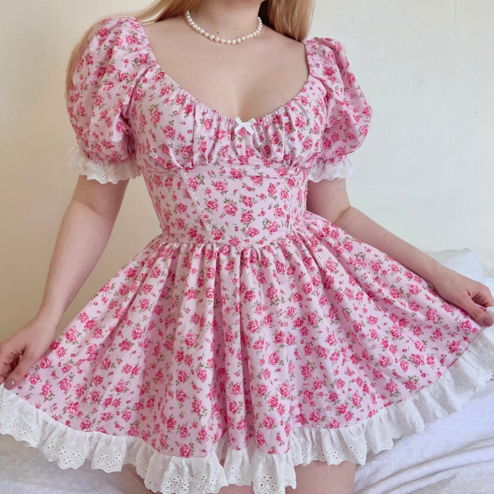 Alice Dress in Pink Floral Cotton Handmade, Ethical, Size Inclusive ...