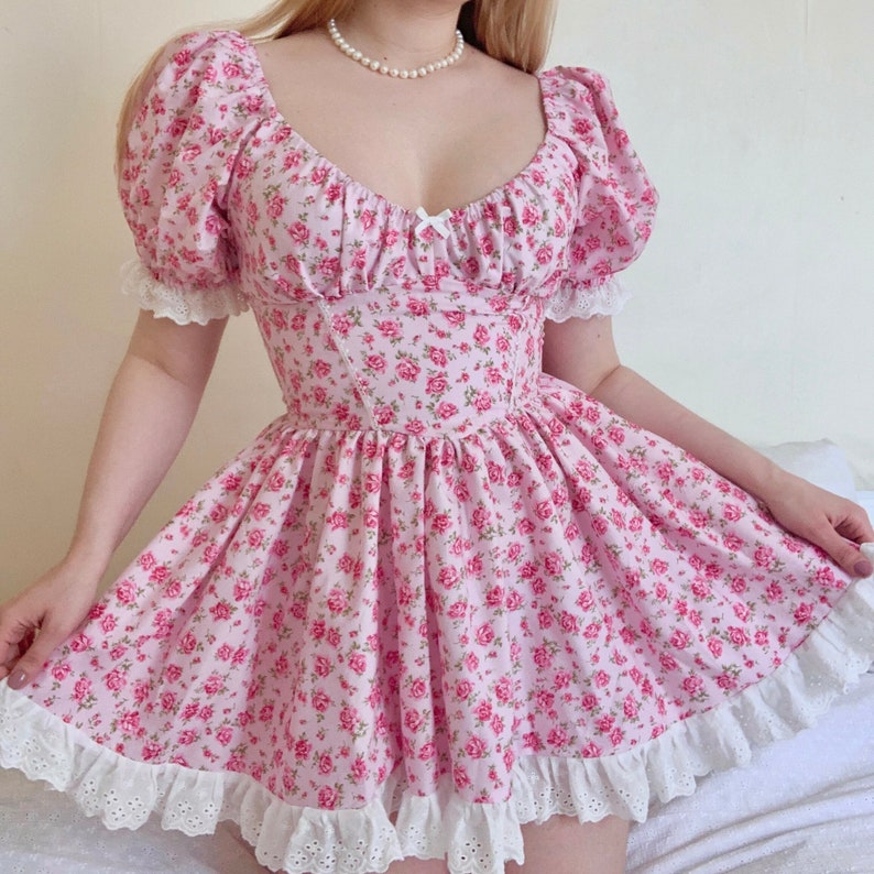 Alice Dress in Pink Floral Cotton Handmade, Ethical, Size Inclusive ...