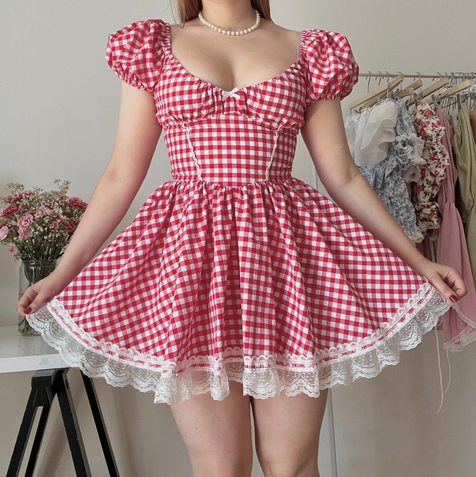 Alice Dress in Red Gingham Cotton Handmade, Ethical, Alice in ...