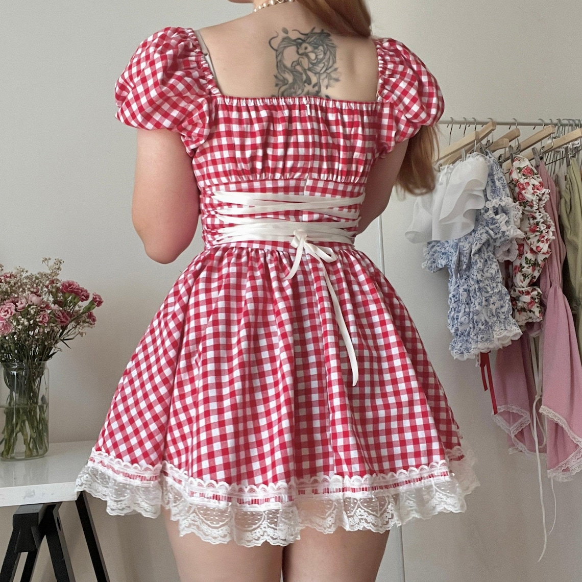 Alice Dress in Red Gingham Cotton Handmade, Ethical, Alice in ...