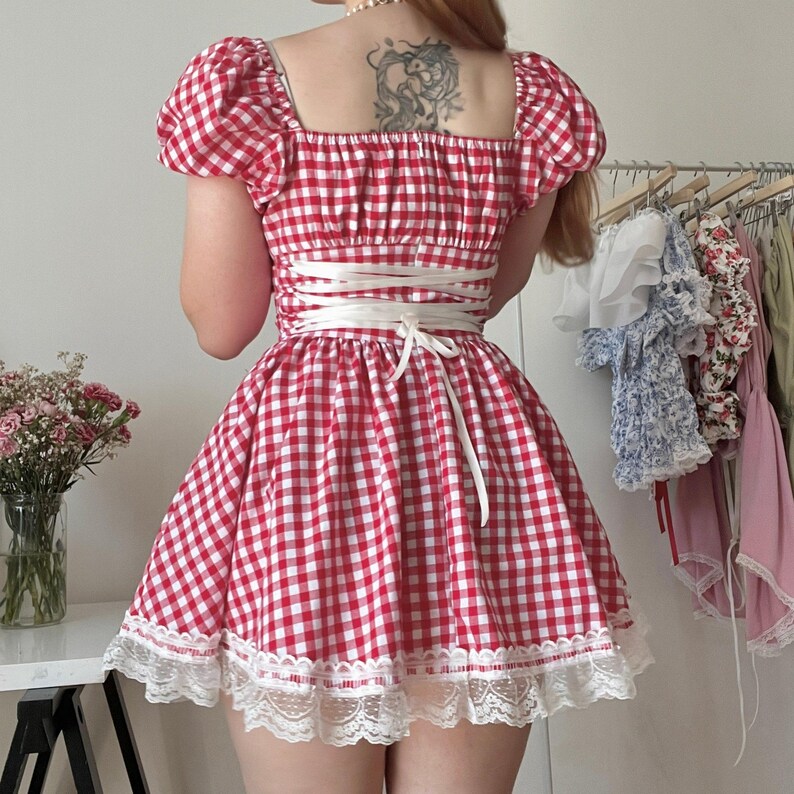 Alice Dress in Red Gingham Cotton Handmade, Ethical, Alice in ...