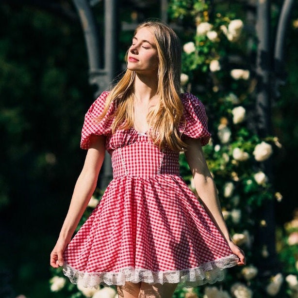 Alice Dress in Red Gingham Cotton Handmade, Ethical, Alice in ...