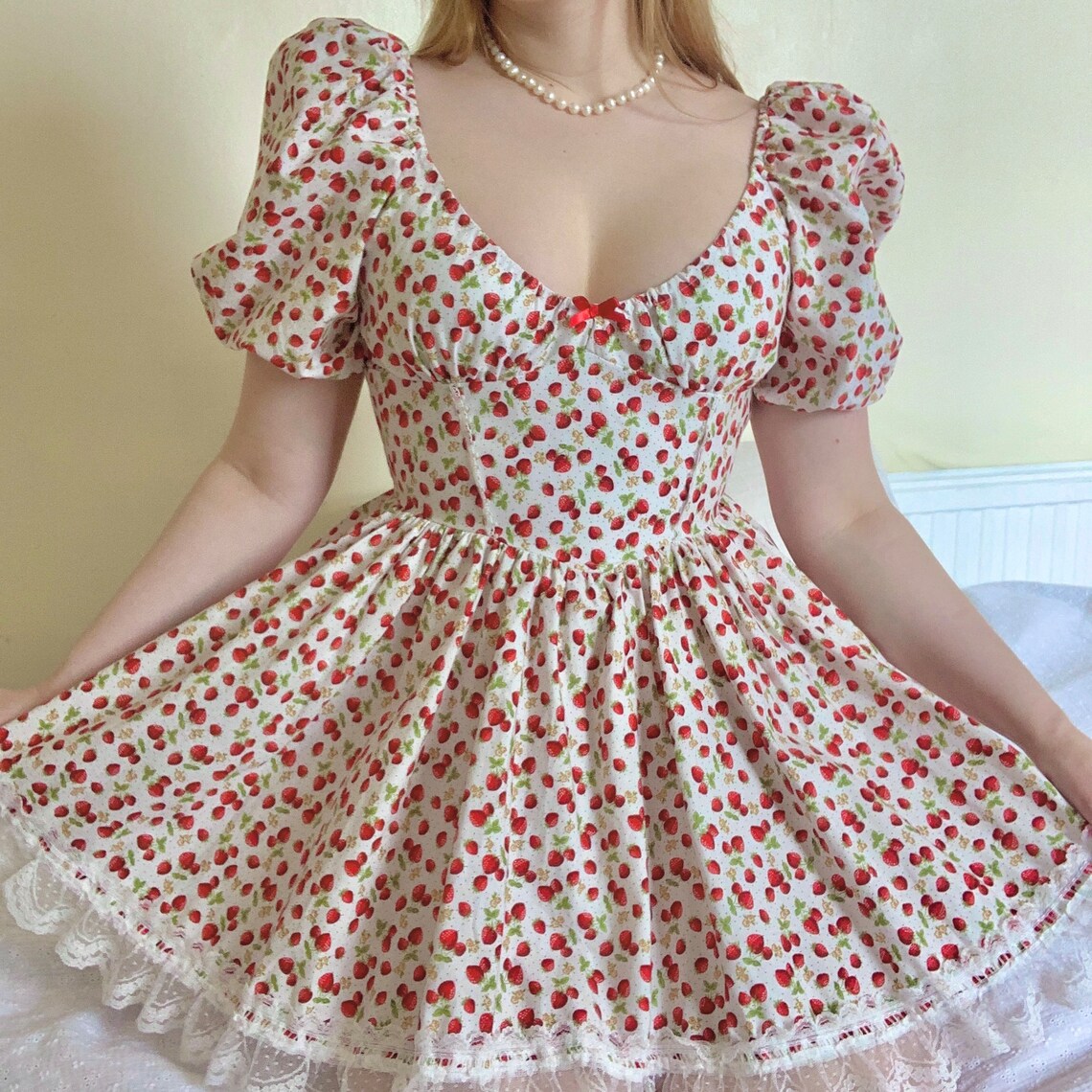 Alice Dress in Strawberry Cotton Handmade, Ethical, Size Inclusive ...