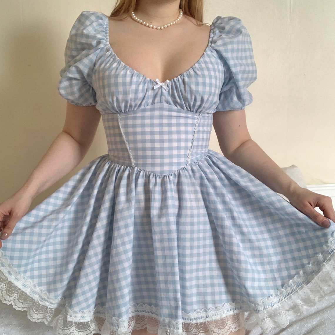 Alice Dress in Pale Blue Gingham Cotton Handmade, Ethical, Alice in ...