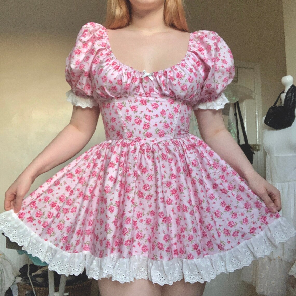 Alice Dress in Pink Floral Cotton Handmade, Ethical, Size Inclusive ...