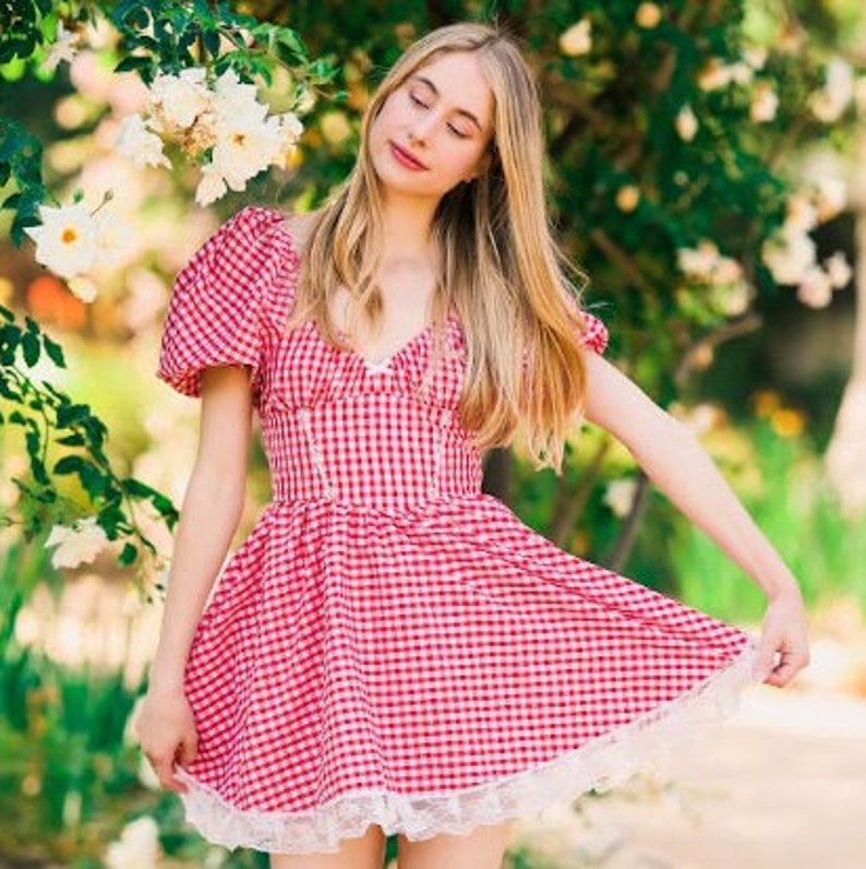 Alice Dress in Red Gingham Cotton Handmade, Ethical, Alice in ...