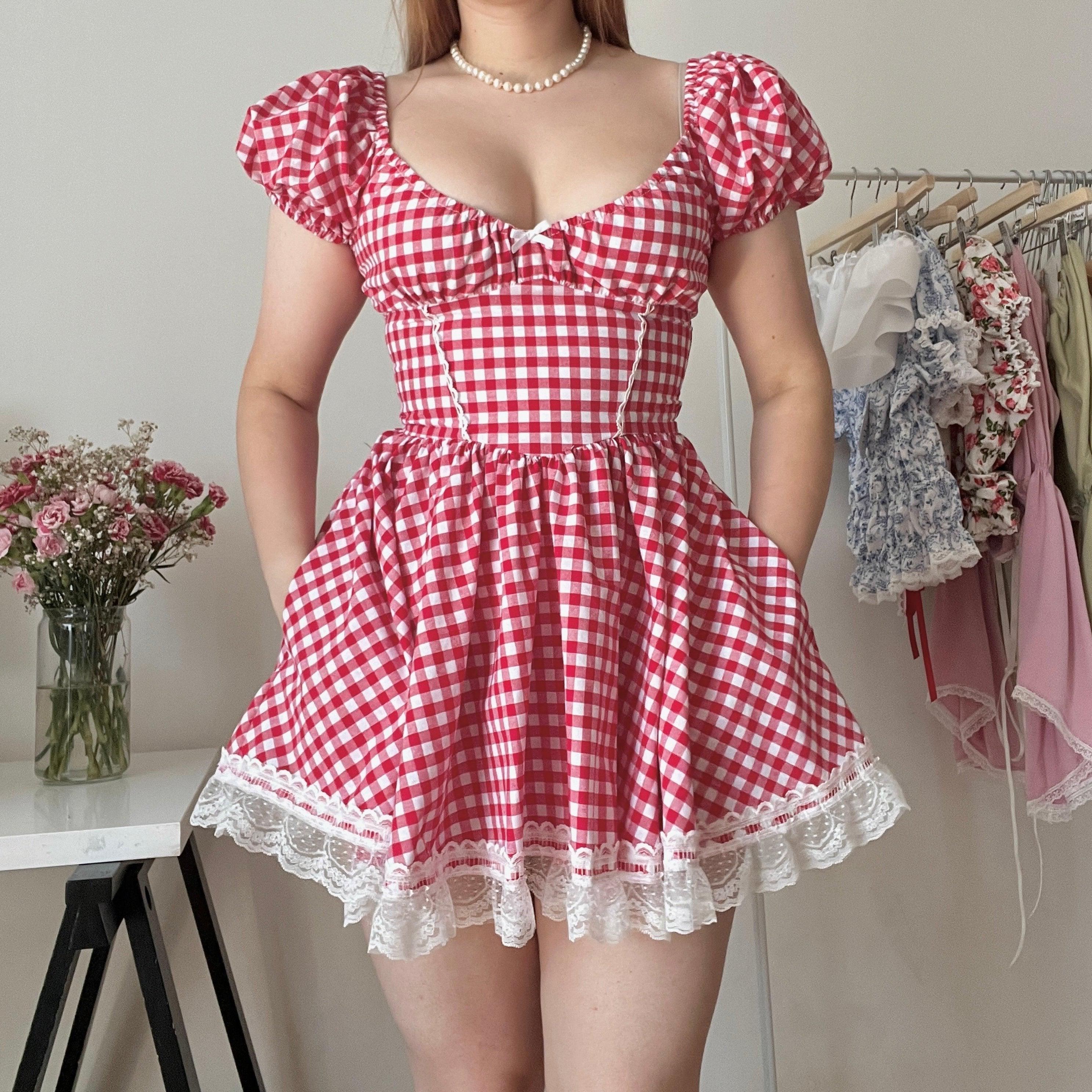 Alice Dress in Red Gingham Cotton Handmade, Ethical, Alice in ...