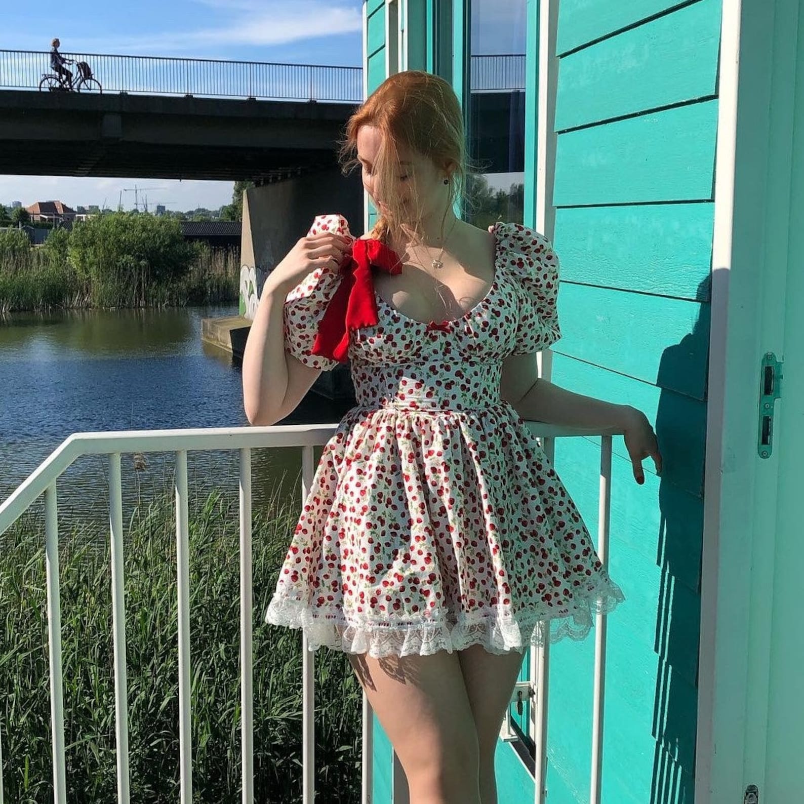 Alice Dress in Strawberry Cotton Handmade, Ethical, Size Inclusive ...