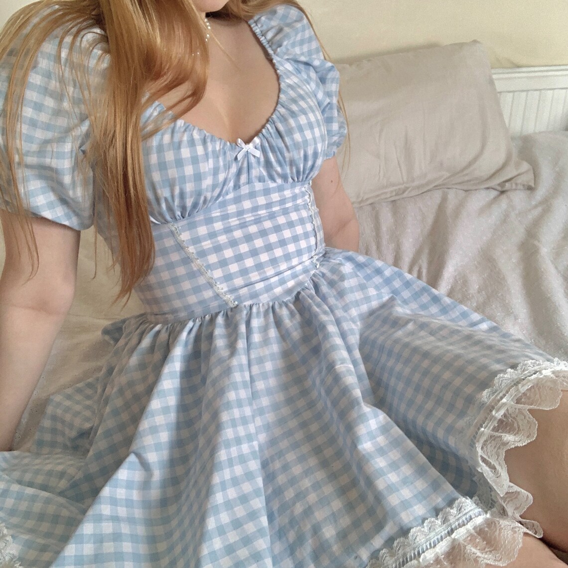 Alice Dress in Pale Blue Gingham Cotton Handmade, Ethical, Alice in ...