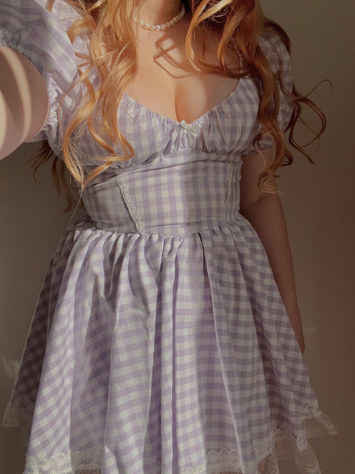 Alice Dress in Lilac Pale Purple Gingham Cotton Handmade, Ethical ...
