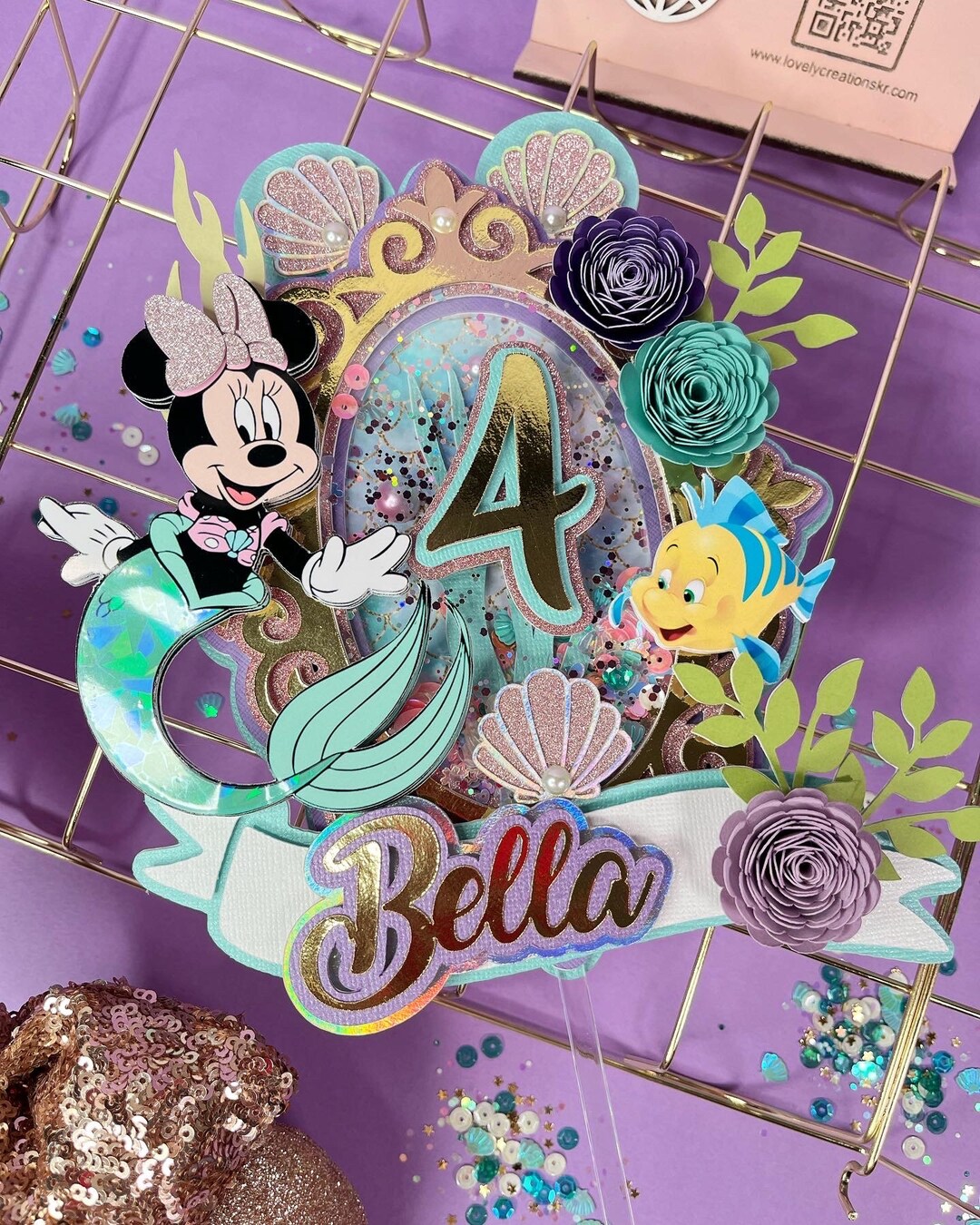 Minnie Mermaid Cake Topper / Minnie Mouse Mermaid Shaker Topper ...