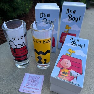 Snoopy Shot Glasses/ Personalized Glasses/ Snoopy Party Decor/ Snoopy ...