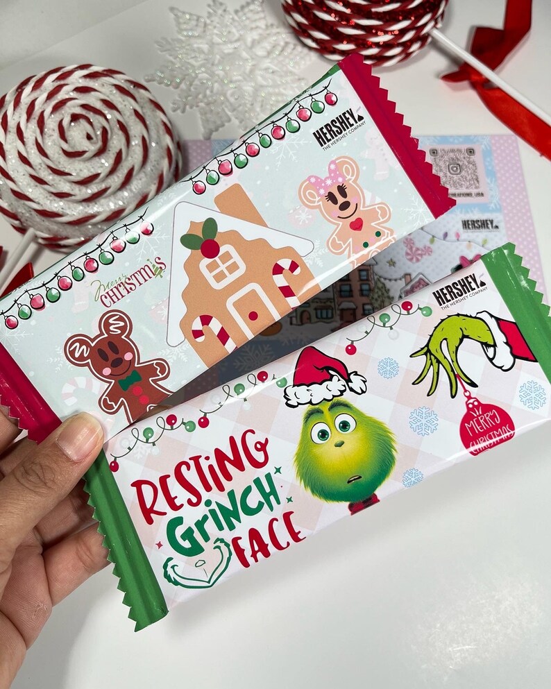 Christmas Hersheys Bar Wrappers Grinch Chocolate Wrappers - Etsy