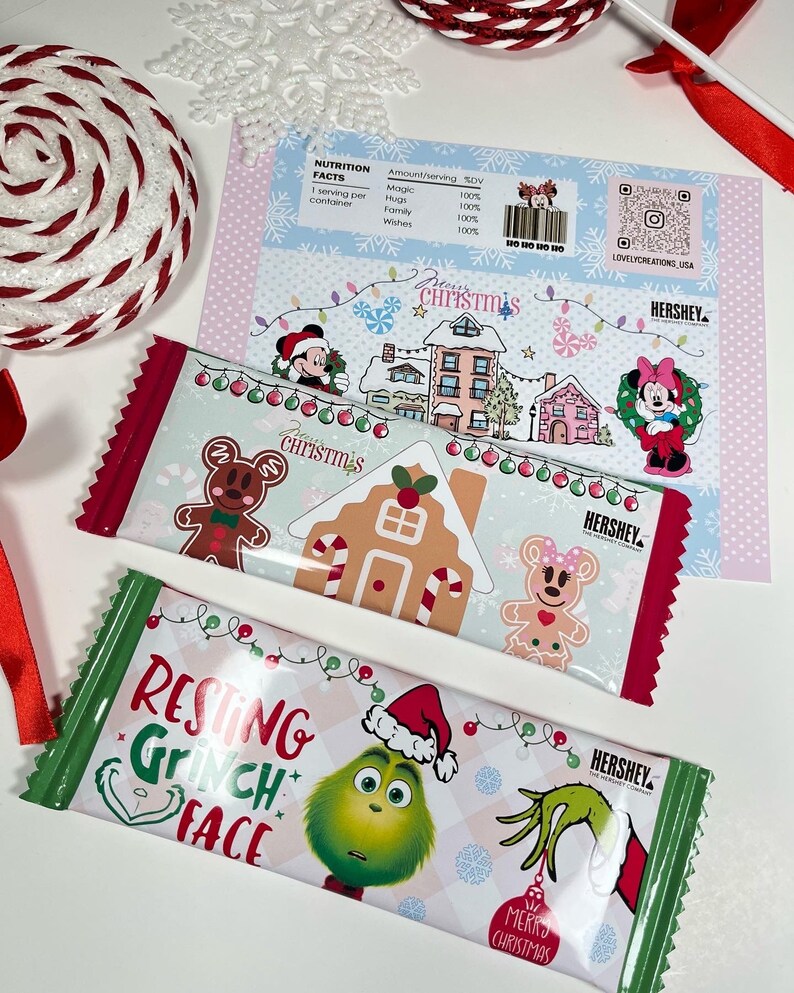 Christmas Hersheys Bar Wrappers Grinch Chocolate Wrappers - Etsy