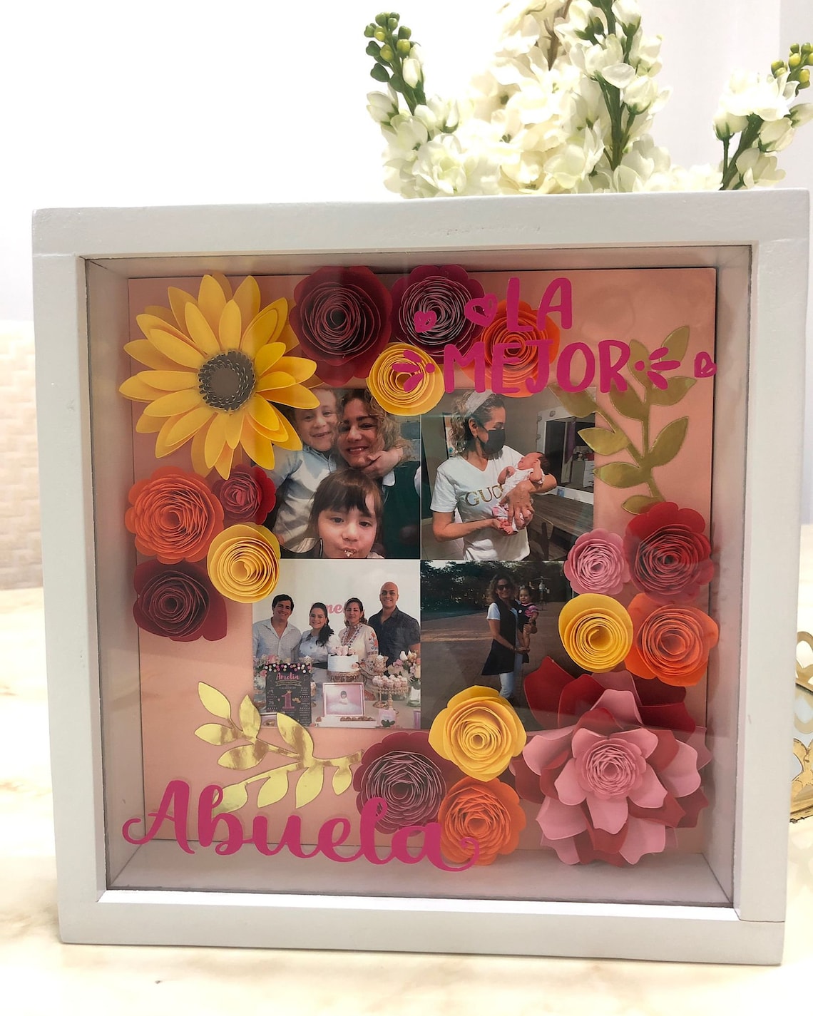 Floral Shadox Box/ 3D Paper Flower Shadow Box / Shadow Box - Etsy