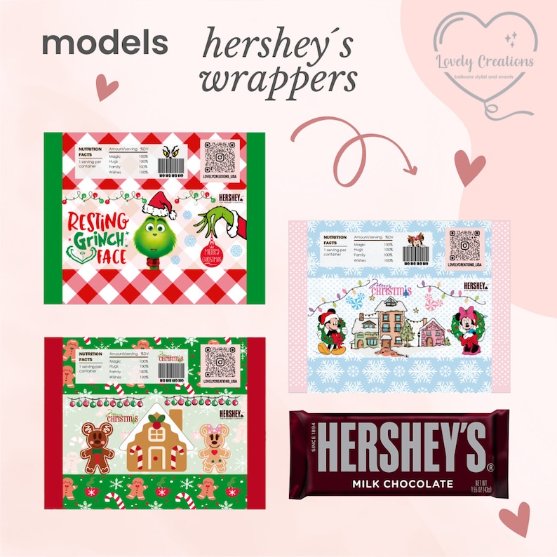 Christmas Hersheys Bar Wrappers Grinch Chocolate Wrappers - Etsy