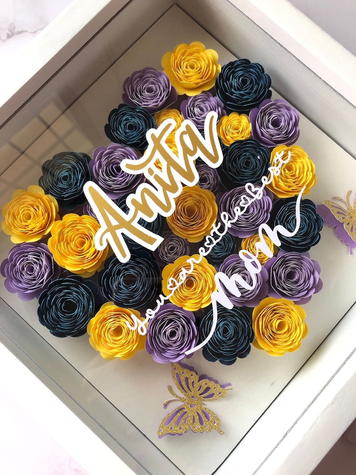 Floral Shadox Box/ 3D Paper Flower Shadow Box / Shadow Box - Etsy