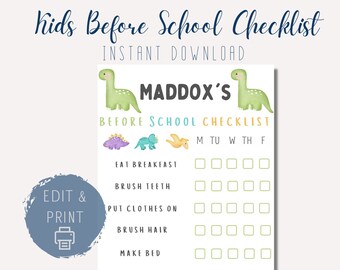 PRINTABLE After School Kids Checklist, EDITABLE After School Checklist ...