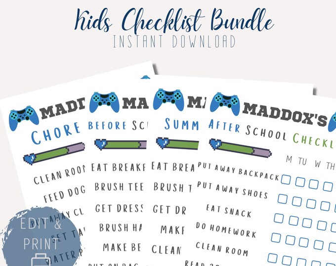 PRINTABLE Kids Chores Bundle, Kids Daily Tasks, Toddler Routine ...