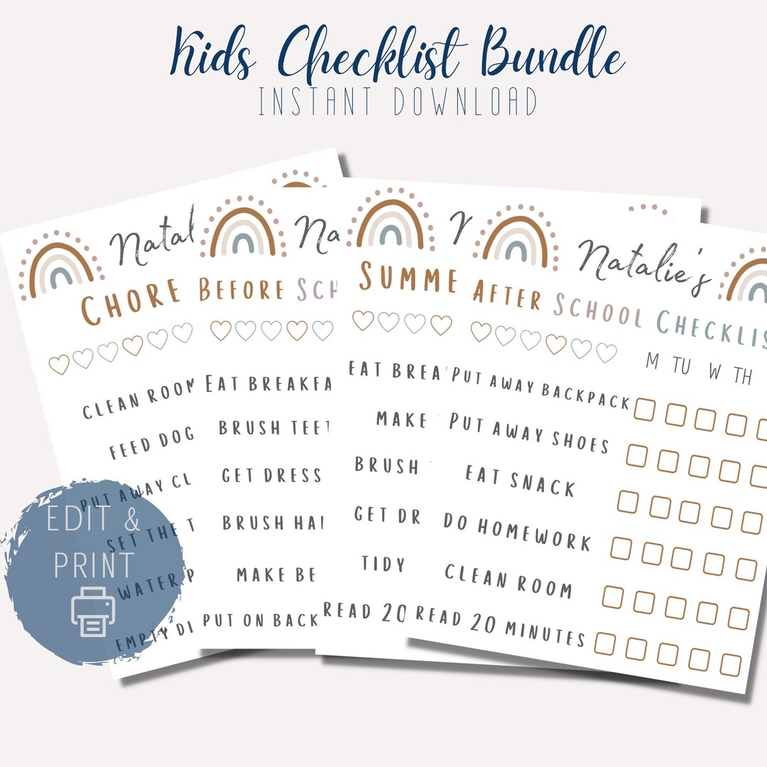 PRINTABLE Kids Chores Bundle, Kids Daily Tasks, Toddler Routine ...