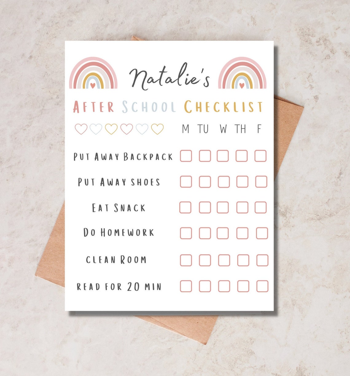 PRINTABLE After School Kids Checklist, EDITABLE After School Checklist ...