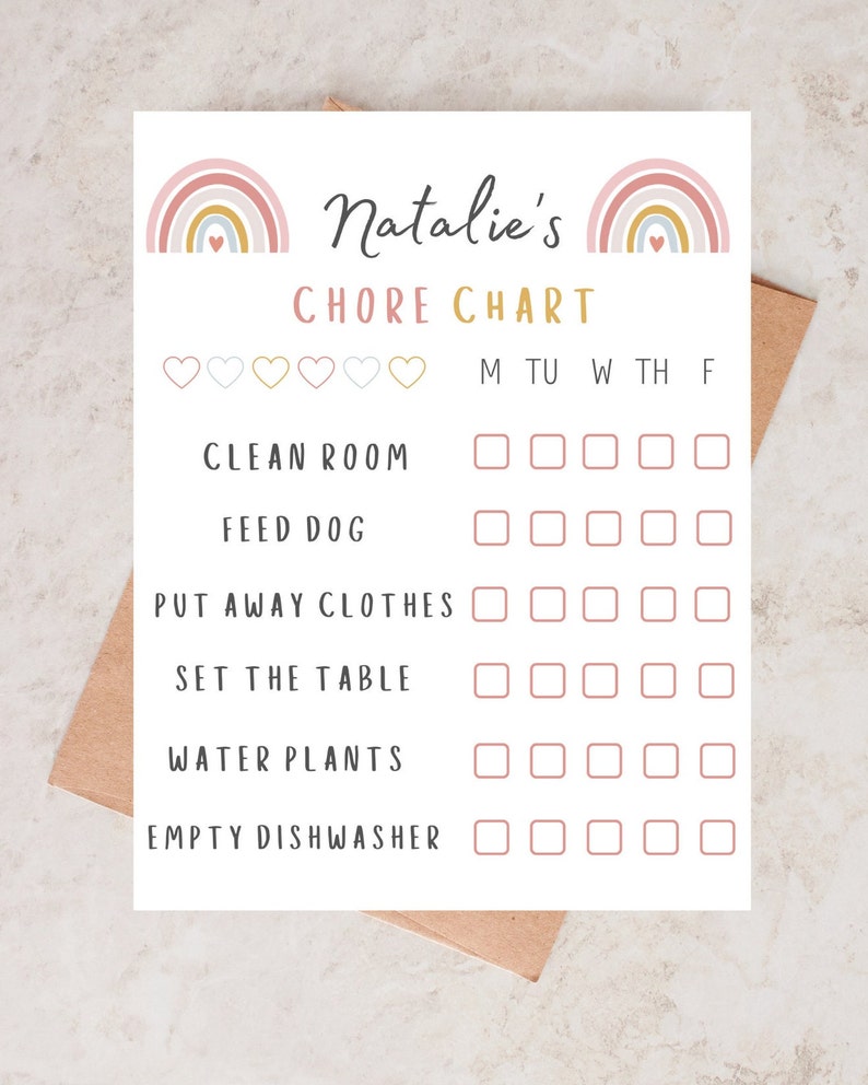 PRINTABLE Kids Chore Chart, EDITABLE Chore Chart, Instant Download ...