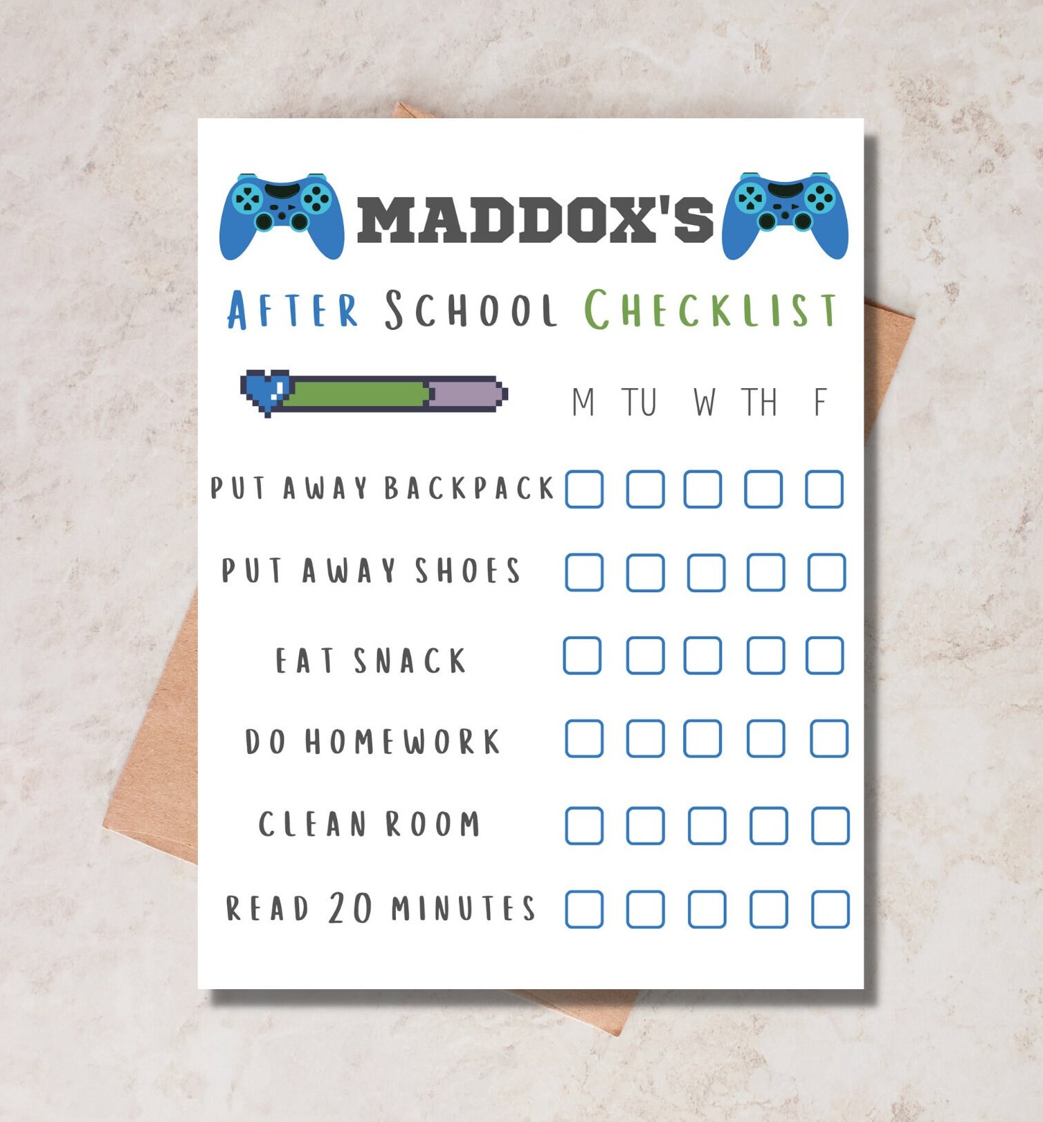 PRINTABLE After School Kids Checklist, CUSTOM After School Checklist ...